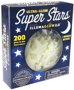 glow in the dark stars; 200 count w/ bonus moon, includes installation putty for all of your glow in the dark stars for ceiling, stocking stuffers for kids, baby nursery