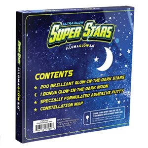 Glow in The Dark Stars; 200 Count w/ Bonus Moon, Includes Installation Putty for All of Your Glow in The Dark Stars for Ceiling, Stocking Stuffers for Kids, Baby Nursery