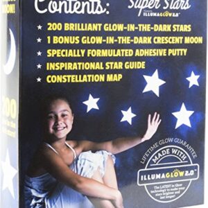 Glow in The Dark Stars; 200 Count w/ Bonus Moon, Includes Installation Putty for All of Your Glow in The Dark Stars for Ceiling, Stocking Stuffers for Kids, Baby Nursery