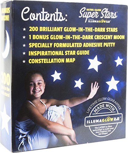 Glow in The Dark Stars; 200 Count w/ Bonus Moon, Includes Installation Putty for All of Your Glow in The Dark Stars for Ceiling, Stocking Stuffers for Kids, Baby Nursery