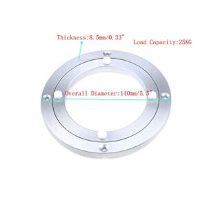 Semetall Aluminum Alloy Table Turntable Bearing 5.5 Inch Heavy Duty Metal Lazy Susan Hardware Round Rotating Bearing Turntable Base for Kitchen Dining Table(140mmx8.5mm,Load Capacity: 25KG)