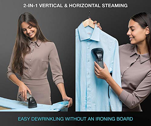 Steamer for Clothes, Hand Held Portable Travel Garment Steamer, Metal Steam Head, 25s Heat Up, Pump System, Mini Size, Handheld Steamer for Any Fabrics, No Water Spitting, 120V Black