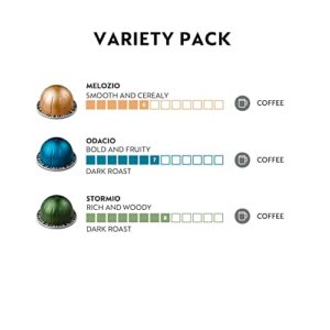 Nespresso Capsules VertuoLine, Medium and Dark Roast Coffee, Variety Pack, Stormio, Odacio, Melozio, 30 Count, Brews 7.77 Ounce