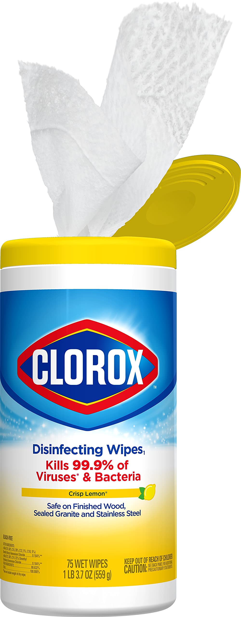 Clorox Disinfecting Wipes, Bleach Free Cleaning Wipes, Multi-surface Wipes, Fresh Scent & Crisp Lemon Value Pack, 75 Wipes (Pack of 3) - Packaging May Vary