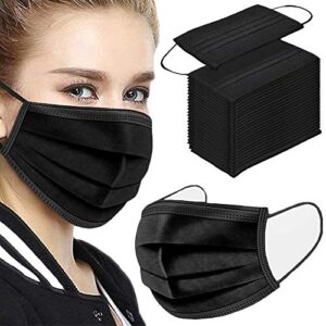 100pcs 3 ply black disposable face mask filter protection face masks