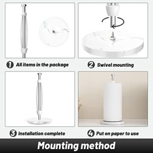 VEHHE Paper Towel Holder, Marble Paper Towel Holder Countertop Heavy Weighted, Paper Towel Stand with Suction Cups Free-Standing, Perfect Tear Paper Kitchen Towel Holder