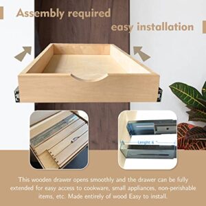 LuxursKingQYW Drawer Wood Pull Out Tray Drawer Box Kitchen Cabinet Organizer Cabinet Slide Out Shelve Cabinet Pull Out Shelves, Wooden Pull-Out Shelf-Fast and Easy D.I.Y. (24" W×21" D×3" H)