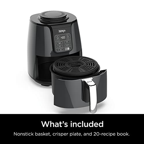 Ninja AF101 Air Fryer that Crisps, Roasts, Reheats, & Dehydrates, for Quick, Easy Meals, 4 Quart Capacity, & High Gloss Finish, Black/Grey