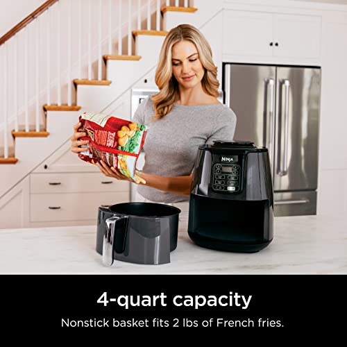 Ninja AF101 Air Fryer that Crisps, Roasts, Reheats, & Dehydrates, for Quick, Easy Meals, 4 Quart Capacity, & High Gloss Finish, Black/Grey