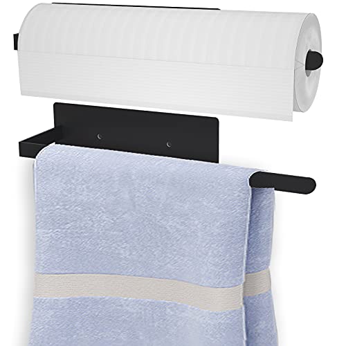 2 Pack Magnetic Paper Towel Holder for Refrigerator, Kitchen Towel Rack Magnetic Tower Bar for Kitchen of Bathroom,Made of Iron,No Drilling (Black, 2 Pack)