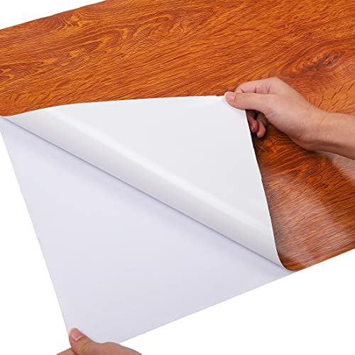 Self Adhesive Orange Oak Wood Contact Paper for Kitchen Countertop Cabinets Table Pantry Shelves Desk Cupboard Furniture Walls Decal 15.7x117 Inches