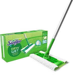 swiffer sweeper 2-in-1 mops for floor cleaning, dry and wet multi surface floor cleaner, sweeping and mopping starter kit, includes 1 mop + 19 refills, 20 piece set