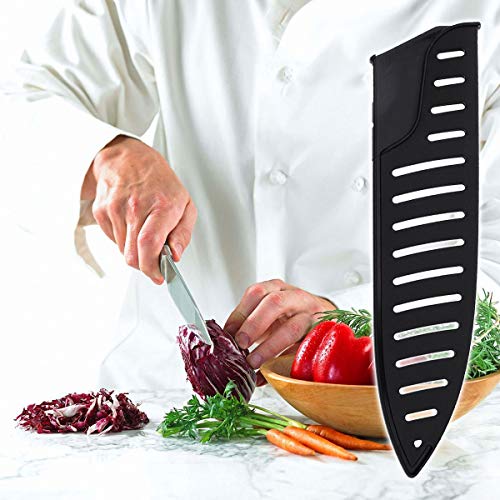 BESTONZON 6pcs Knife Edge Guards - Black Plastic Kitchen Knife Blade Protector Cover for 8 Inches Knife