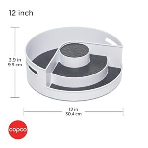 Copco Vita Multi-Tier Cabinet Storage Turntable, 12.2-Inch, White and Gray