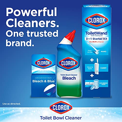 Clorox Ultra Clean Toilet Tablets Bleach & Blue, Rain Clean Scent 2.47 Ounces Each, 4 Count (Package May Vary)