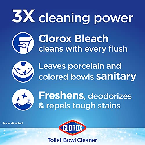 Clorox Ultra Clean Toilet Tablets Bleach & Blue, Rain Clean Scent 2.47 Ounces Each, 4 Count (Package May Vary)