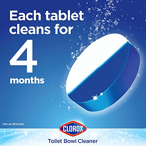 Clorox Ultra Clean Toilet Tablets Bleach & Blue, Rain Clean Scent 2.47 Ounces Each, 4 Count (Package May Vary)