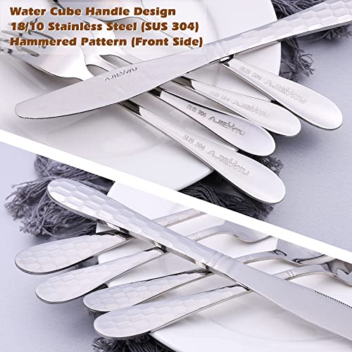 40-Piece Silverware Set for 8, Durable 18/10 Stainless Steel Flatware Set, Premium Home Kitchen Eating Tableware Cutlery Utensil Set for Gift, Include Fork Knife Spoon Set, Dishwasher Safe (Silver)