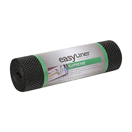 Duck Brand 283551 Supreme Easy Liner Non-Adhesive Shelf Liner, 12" x 8', Black