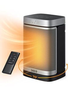 dreo space heaters for indoor use, atom one portable heater with 70°oscillation, 1500w ptc electric heater with thermostat, fast safety heat, remote, 1-12h timer, upgraded small heater for office home