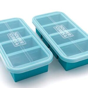 Souper Cubes 1-Cup Extra-Large Silicone Freezing Tray With Lid - Freeze Food Soup Broth Sauce In Perfect 1-Cup Portions, 2-Pack, Aqua Color