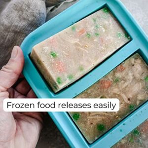 Souper Cubes 1-Cup Extra-Large Silicone Freezing Tray With Lid - Freeze Food Soup Broth Sauce In Perfect 1-Cup Portions, 2-Pack, Aqua Color