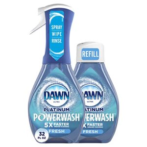 dawn powerwash spray starter kit, platinum dish soap, fresh scent, 1 starter kit + 1 dawn powerwash refill, 16 fl oz each