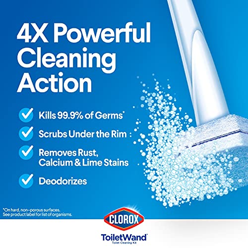 Clorox Toilet Wand Disinfecting Refills, Toilet and Bathroom Cleaning, Toilet Brush Heads, Disposable Wand Heads, Blue Original, 30 Count