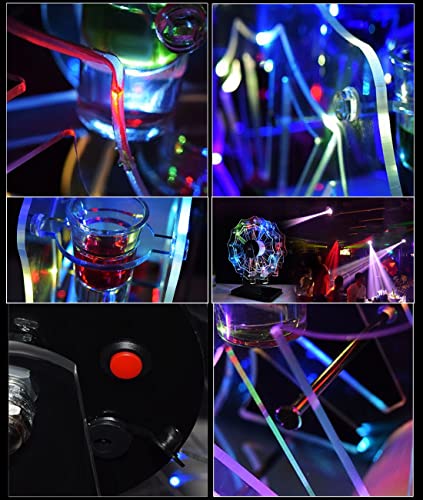 Liquor Shelves Ferris Wheel Tequila LED Liquor Bottle Display Shelf ,Ice Wine Stand, Colorful Light Spinning Stand with 12 Glasses Cups, Party Bar Drinking Tumblers Stand for Birthday, Wedding