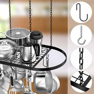 Kaptron Pot Rack Ceiling Mount Cookware Pan Rack Hanging Hanger Organizer Storage with 10 Pot Hooks - Multi-Purpose Organizer Holder for Home, Restaurant, Kitchen Cookware, Utensils, Household