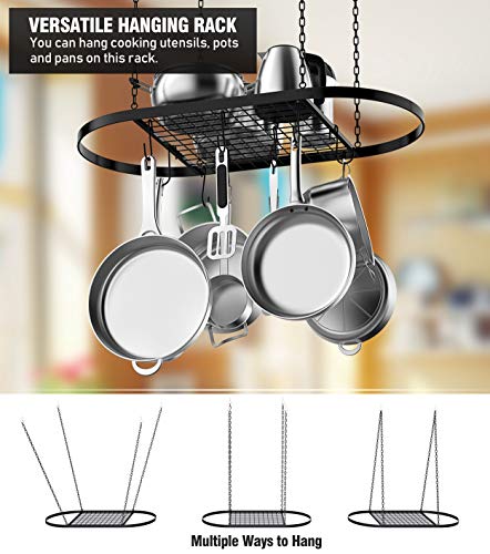 Kaptron Pot Rack Ceiling Mount Cookware Pan Rack Hanging Hanger Organizer Storage with 10 Pot Hooks - Multi-Purpose Organizer Holder for Home, Restaurant, Kitchen Cookware, Utensils, Household