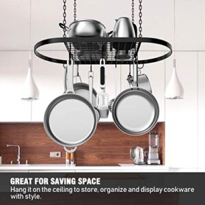 Kaptron Pot Rack Ceiling Mount Cookware Pan Rack Hanging Hanger Organizer Storage with 10 Pot Hooks - Multi-Purpose Organizer Holder for Home, Restaurant, Kitchen Cookware, Utensils, Household