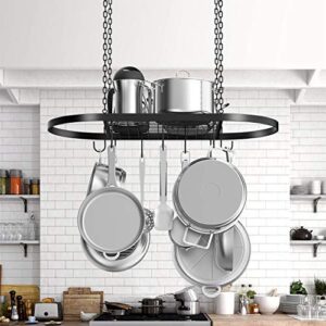 Kaptron Pot Rack Ceiling Mount Cookware Pan Rack Hanging Hanger Organizer Storage with 10 Pot Hooks - Multi-Purpose Organizer Holder for Home, Restaurant, Kitchen Cookware, Utensils, Household