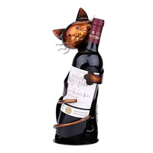 kavolet cat wine holder, cat wine bottle holder, tabletop decor wine rack, metal sculpture wine stand, crafts ornament for home kitchen