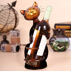 Kavolet Cat Wine Holder, Cat Wine Bottle Holder, Tabletop Decor Wine Rack, Metal Sculpture Wine Stand, Crafts Ornament for Home Kitchen