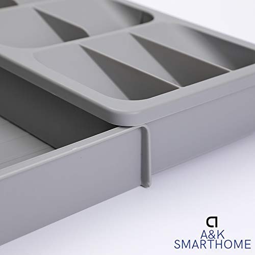 A&K SmartHome Utensils Kitchen Drawer Organizer Tray Box for Cutlery Silverware, Spoon Knife and Fork Partition Storage