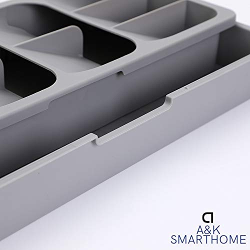 A&K SmartHome Utensils Kitchen Drawer Organizer Tray Box for Cutlery Silverware, Spoon Knife and Fork Partition Storage