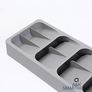 A&K SmartHome Utensils Kitchen Drawer Organizer Tray Box for Cutlery Silverware, Spoon Knife and Fork Partition Storage