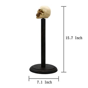 Rustic Wood Skull Paper Towel Holder Stand Up Paper Towel Holder, Easy One-Handed Tear Kitchen Paper Towel Dispenser with Weighted Base for Standard Paper Towel Rolls ,Rustic Black