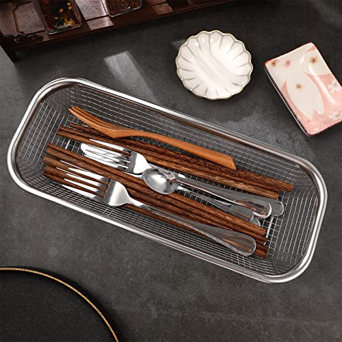 Cabilock Dishwasher Silverware Cutlery Basket Stainless Steel Flatware Drying Rack Countertop Utensil Holder Caddy Silver A