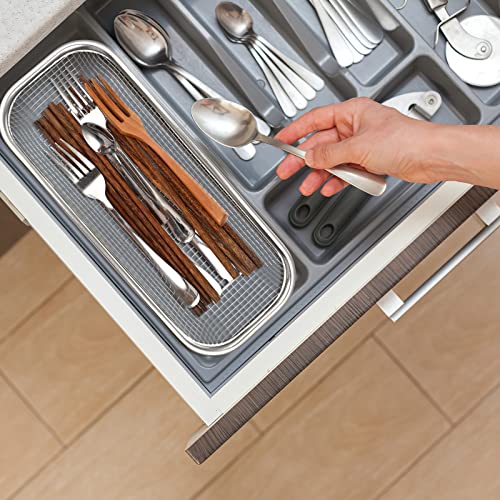 Cabilock Dishwasher Silverware Cutlery Basket Stainless Steel Flatware Drying Rack Countertop Utensil Holder Caddy Silver A