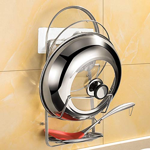 XJJZS 3 Layer Silver Anti-fall Stainless Steel Drying Pan Pot Rack Cover Lid Rest Stand Spoon Holder Kitchen Tool