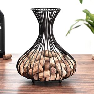 shikha wine cork holder,cork storage display wine stopper table cork container for decoration(matte black)