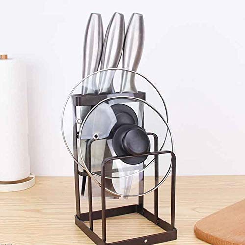 XJJZS Metal Knife Block Cutting Board Holder Tools Organizer Kitchen Storage Rack Dish Pan Pot Cover Lid Rack Stand (Color : B)