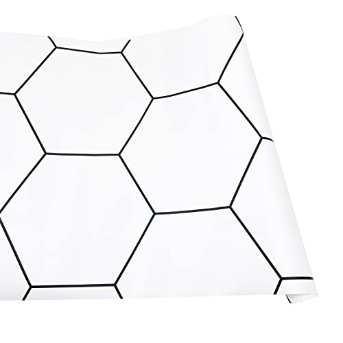 Yifasy Shelf Liner Black Hexagon Self-Adhesive Drawer Paper Furniture Protector Redo Wine Cabinet 118x17.7 Inch