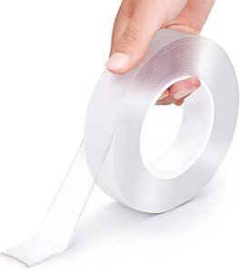 ezlifego double sided tape heavy duty, multipurpose removable clear & tough mounting tape sticky adhesive, reusable strong wall tape picture hanging strips poster carpet tape (extra large 9.85ft)