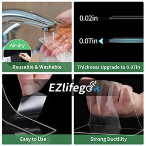 EZlifego Double Sided Tape Heavy Duty, Multipurpose Removable Clear & Tough Mounting Tape Sticky Adhesive, Reusable Strong Wall Tape Picture Hanging Strips Poster Carpet Tape (Extra Large 9.85FT)