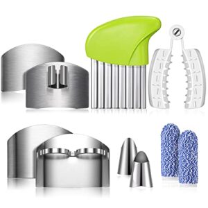 romooa 10 pcs finger guard set for cutting kitchen protector stainless steel knife cot safe potato butter lettuce crinkle grater vegetable slicer kids chopping tool, one size