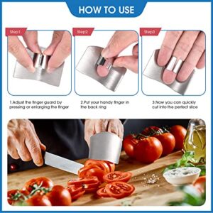 Romooa 10 Pcs Finger Guard Set for Cutting Kitchen Protector Stainless Steel Knife Cot Safe Potato Butter Lettuce Crinkle Grater Vegetable Slicer Kids Chopping Tool, one size