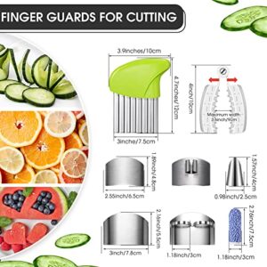 Romooa 10 Pcs Finger Guard Set for Cutting Kitchen Protector Stainless Steel Knife Cot Safe Potato Butter Lettuce Crinkle Grater Vegetable Slicer Kids Chopping Tool, one size